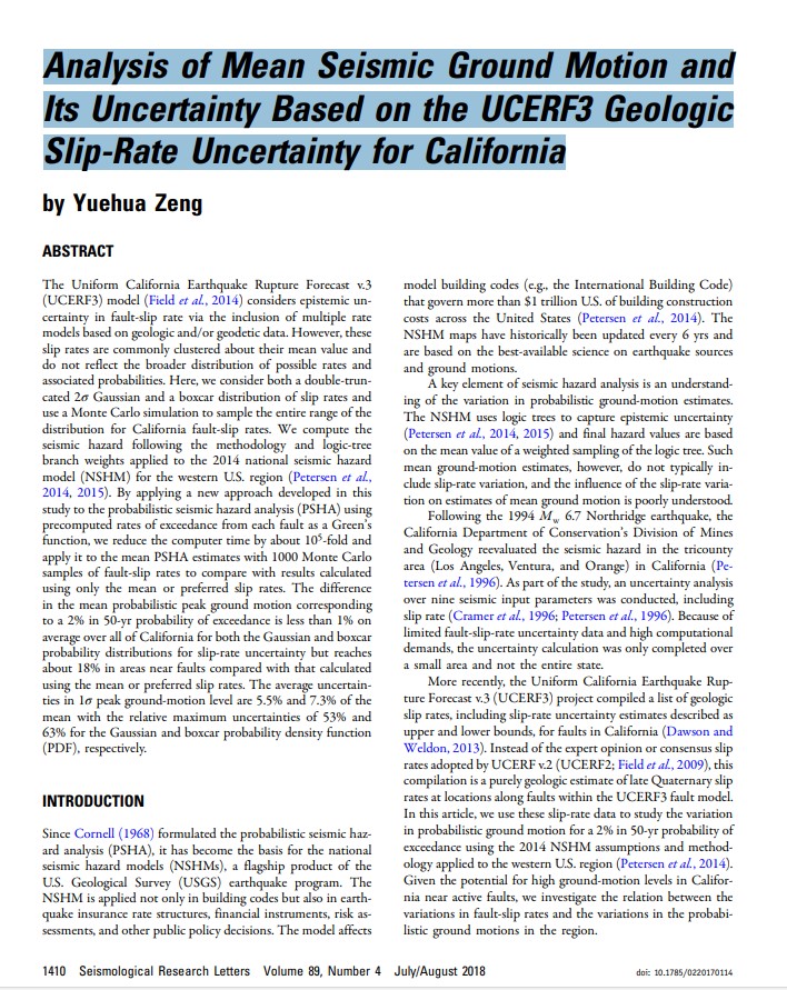 Analysis of Mean Seismic Ground Motion and Its Uncertainty Based on the ...