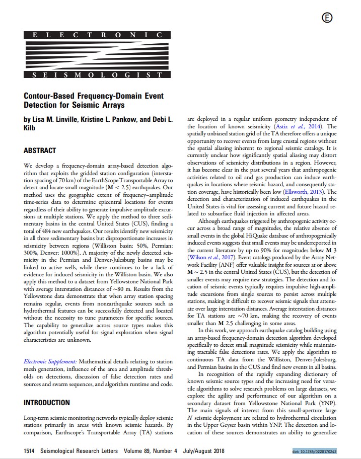 Contour-Based Frequency-Domain Event Detection for Seismic Arrays ...