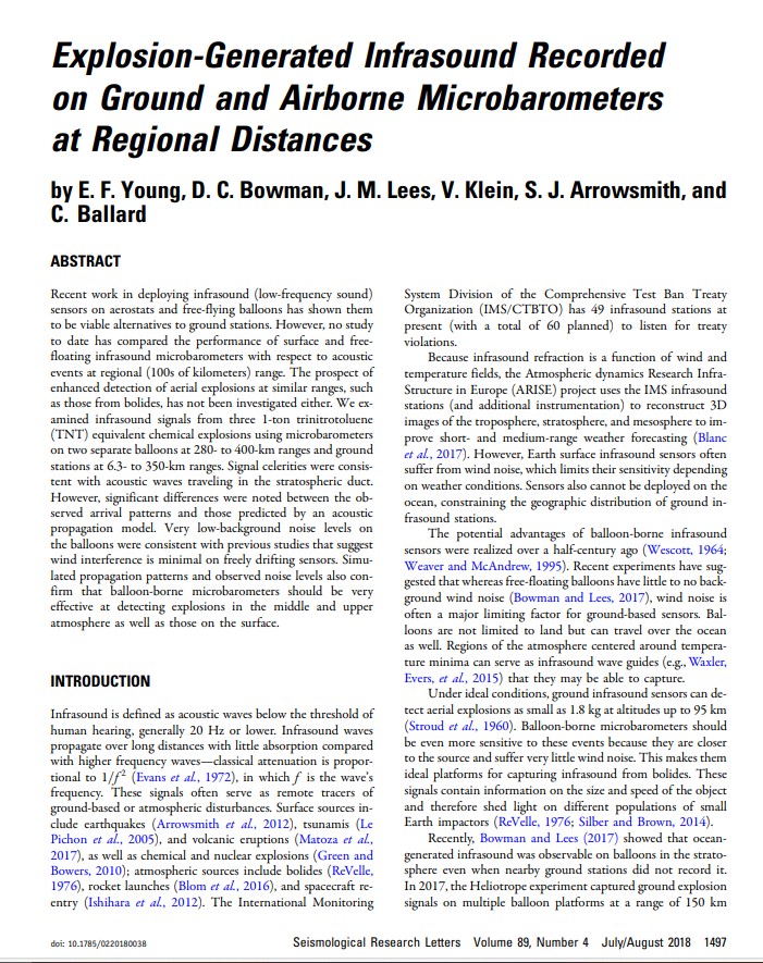Explosion-Generated Infrasound Recorded on Ground and Airborne ...