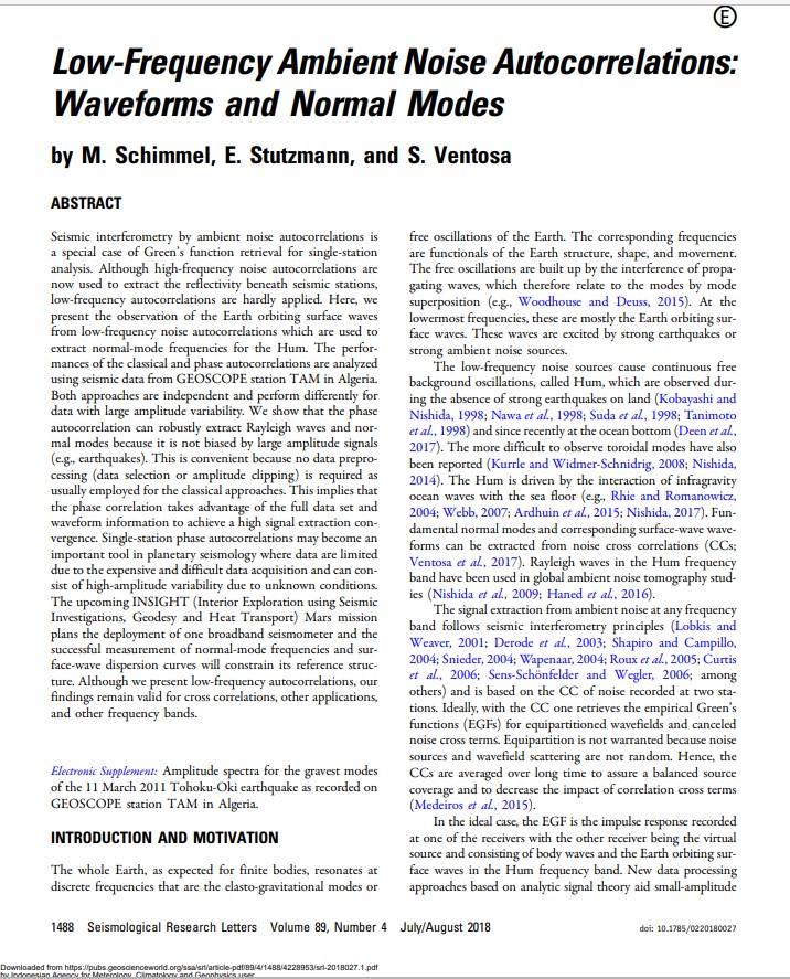 Low-Frequency Ambient Noise Autocorrelations: Waveforms and Normal ...